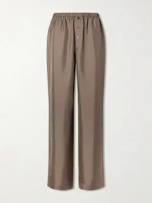 RÓHE Silk Satin Wide-leg Trousers - Brown