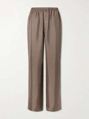 RÓHE Silk-satin Wide-leg Pants - Taupe