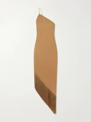 TALLER MARMO Antelope Fringed Crepe-cady Midi Dress - Brown