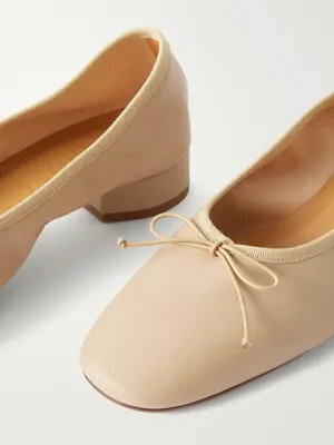 AeydĒ Onda 25 Leather Block Heel Pumps With Bow Detailing