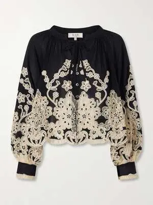 Sea Gracelyn Broderie-anglaise Cotton Blouse - Black