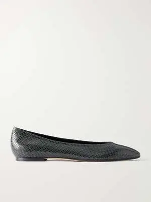 AeydĒ Ellie Snake-effect Leather Ballet Flats