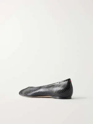 AeydĒ Ellie Snake-effect Leather Ballet Flats