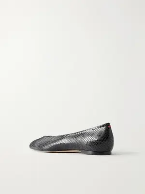 AeydĒ Ellie Snake-effect Leather Ballet Flats
