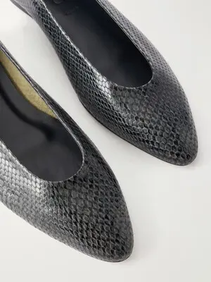 AeydĒ Ellie Snake-effect Leather Ballet Flats