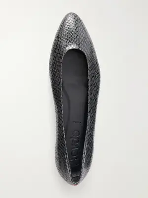 AeydĒ Ellie Snake-effect Leather Ballet Flats