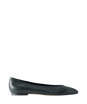 AeydĒ Ellie Snake-effect Leather Ballet Flats - Green