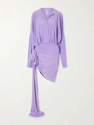 Norma Kamali Gathered Stretch-jersey Mini Dress - Lavender