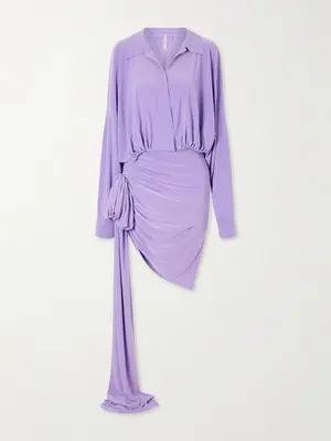 Norma Kamali Gathered Stretch-jersey Mini Dress - Purple