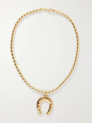 MARTHA CALVO Plated Horseshoe Pendant Necklace - Gold