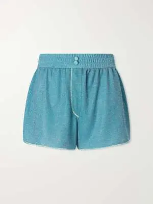 Oseree Lumiere Metallic Lurex Shorts - Turquoise