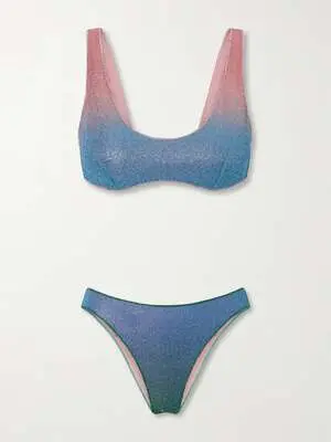 Oseree Lumière Metallic Lurex Bikini - Blue