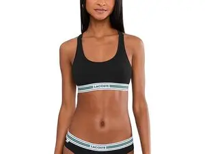 Lacoste Contrast Band Stretch Cotton Bralette Bra - Black