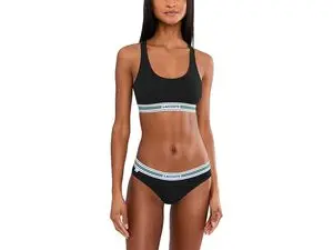 Lacoste Contrast Band Stretch Cotton Bralette Bra - Black