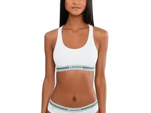 Lacoste Contrast Band Stretch Cotton Bralette Bra - White