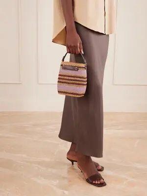 ANYA HINDMARCH Striped Raffia Cross Body Bag - Purple