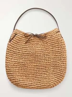 JW Anderson Bulb Large Suede-trimmed Raffia Tote - Tan