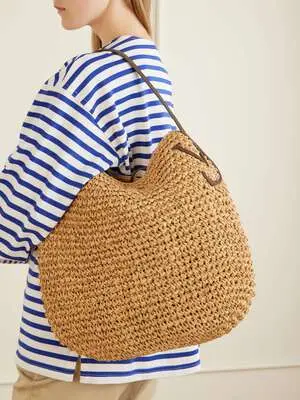 JW Anderson Bulb Large Suede-trimmed Raffia Tote