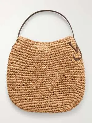 JW Anderson Bulb Large Suede-trimmed Raffia Tote