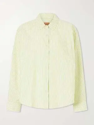 JAMIE HALLER Weekend Striped Cotton Shirt - Pastel Yellow