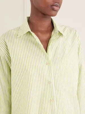 JAMIE HALLER Weekend Striped Cotton Shirt