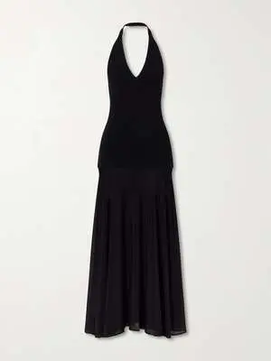ST. AGNI Circle Mesh And Crepe Maxi Dress - Black