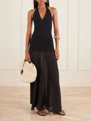 ST. AGNI Circle Mesh And Crepe Maxi Dress