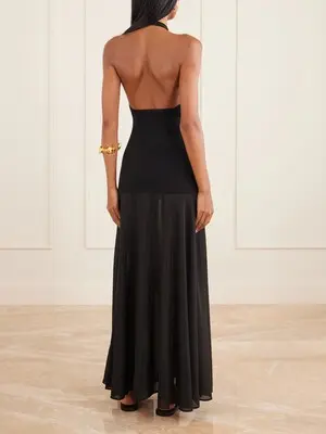 ST. AGNI Circle Mesh And Crepe Maxi Dress