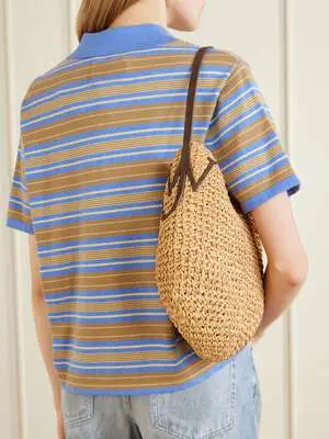 JW Anderson Bulb Leather-trimmed Raffia Shoulder Bag