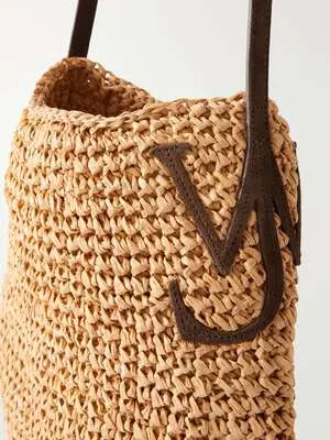 JW Anderson Bulb Leather-trimmed Raffia Shoulder Bag