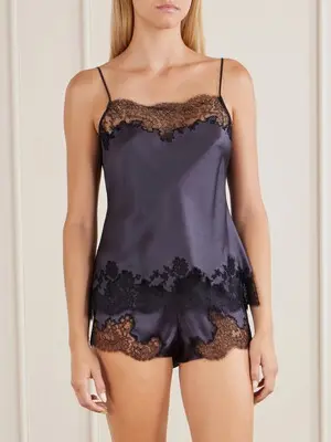Carine Gilson Lace-trimmed Silk-satin Camisole