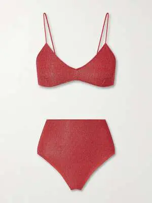 Oseree Lumière Metallic Lurex Bikini - Coral