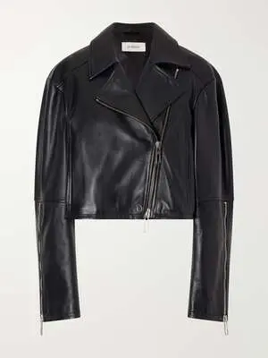 Sportmax Cropped Fringed Nappa Leather Biker Jacket
