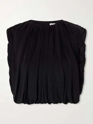 HEIRLOME Effie Gathered Silk-jersey Tank - Black