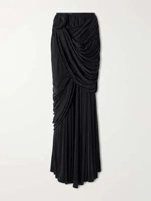 HEIRLOME Effie Appliquéd Silk-jersey Maxi Dress - Black