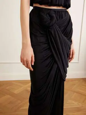 HEIRLOME Effie Appliquéd Silk-jersey Maxi Dress