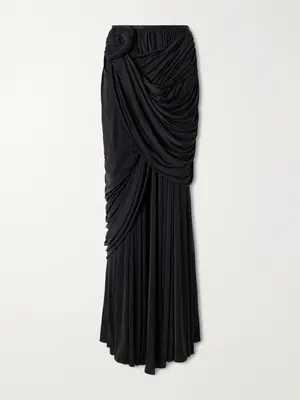 HEIRLOME Effie Draped Silk-jersey Maxi Skirt - Black