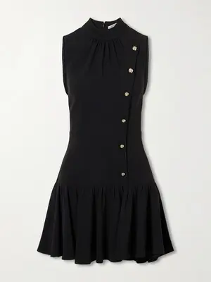 Alessandra Rich Button-embellished Cady Mini Dress - Black