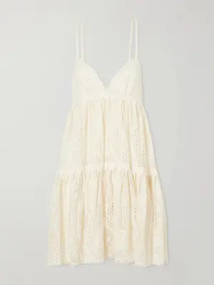 La DoubleJ Nymph Cotton-blend Lace Mini Dress - White