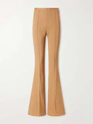 TALLER MARMO Mae Crepe-cady High-waisted Flared Pants - Camel