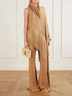 TALLER MARMO Mae Crepe-cady High-waisted Flared Pants - Camel