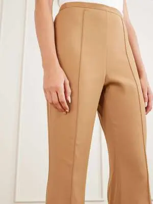 TALLER MARMO Mae Crepe-cady High-waisted Flared Pants - Camel