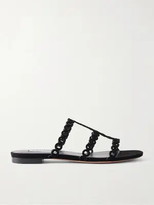 AQUAZZURA Infinity Chain Perforated Suede Flats