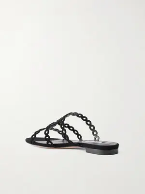 AQUAZZURA Infinity Chain Perforated Suede Flats