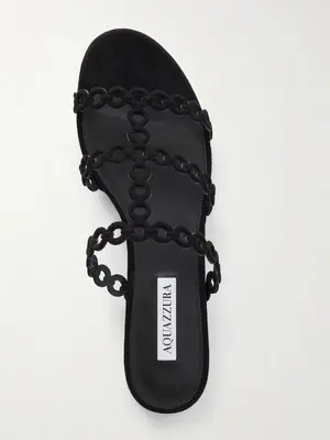 AQUAZZURA Infinity Chain Perforated Suede Flats