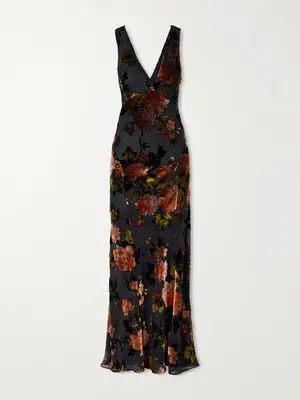 ANNA SUI Anna Sui Velvet Devoré Floral Maxi Dress