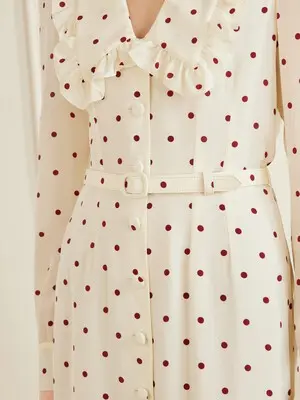 Alessandra Rich Belted Polka-dot Silk-crepe Midi Dress
