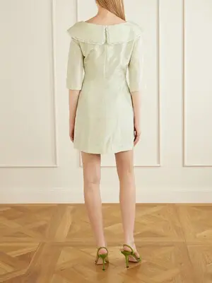 Alessandra Rich Lace-trimmed Silk Off-the-shoulder Mini Dress