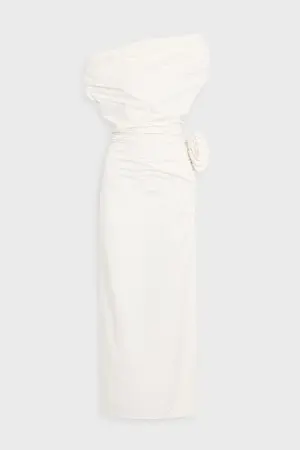Magda Butrym Off-the-shoulder Silk Maxi Dress With Floral Appliqu - Cream