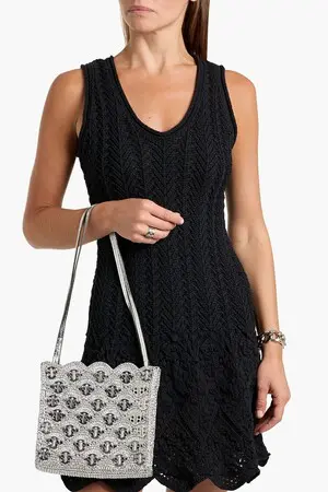 Rabanne Chainmail Embellished Metallic Raffia Shoulder Bag